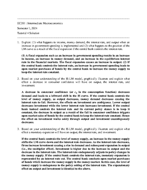 Tutorial 5 Solution - EC201 : Intermediate Macroeconomics Semester 1, 2024 Tutorial 5 Solution ...