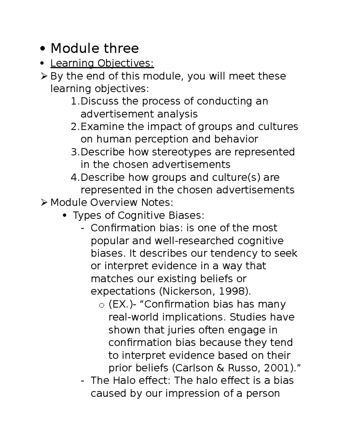 Module Three Perspectives in social sciences - Module three Learning ...