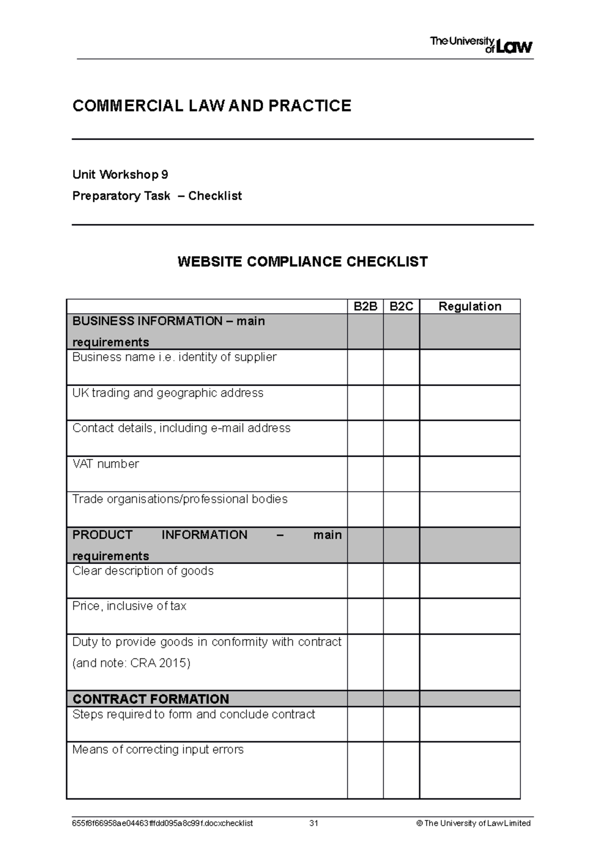 2122 comm ws09 ce02 prep task checklist - COMMERCIAL LAW AND PRACTICE ...
