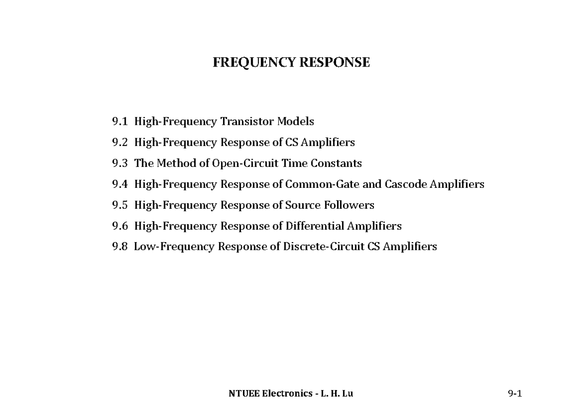 Electronics 09 Frequency Response - FREQUENCY RESPONSE 9 High-Frequency ...