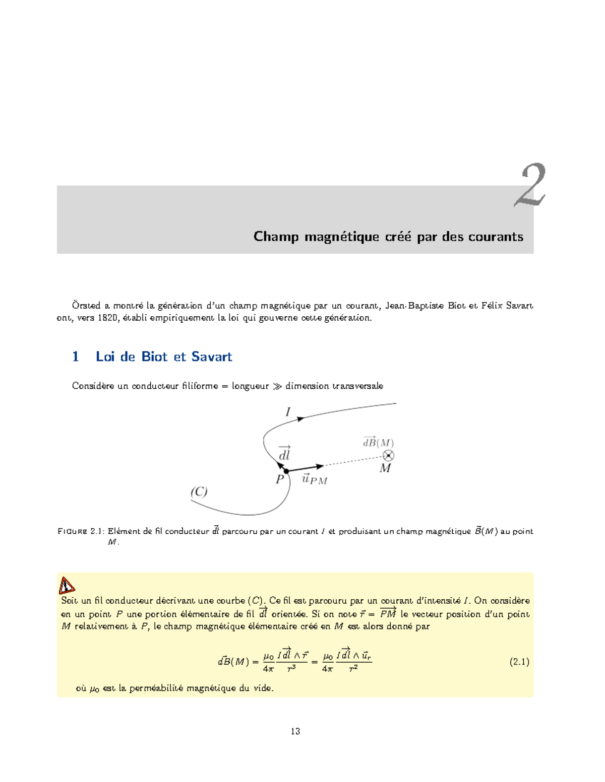 Cours de magnétostatique chapitre 2 - 2 Champ magn ́etique cr ́e ́e par ...