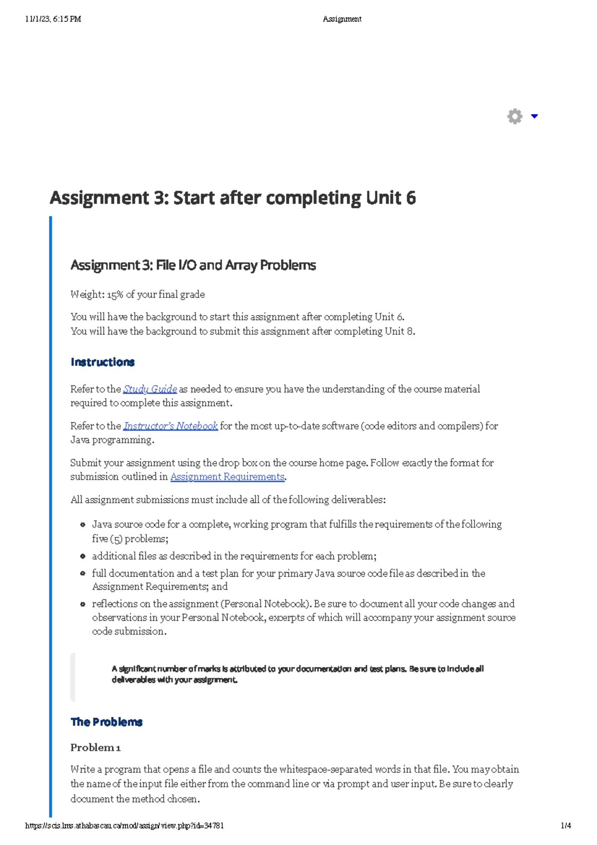 Assignment 3 - assign - Assignment 3: Start after completing Unit 6 Assignment 3: File I/O and ...