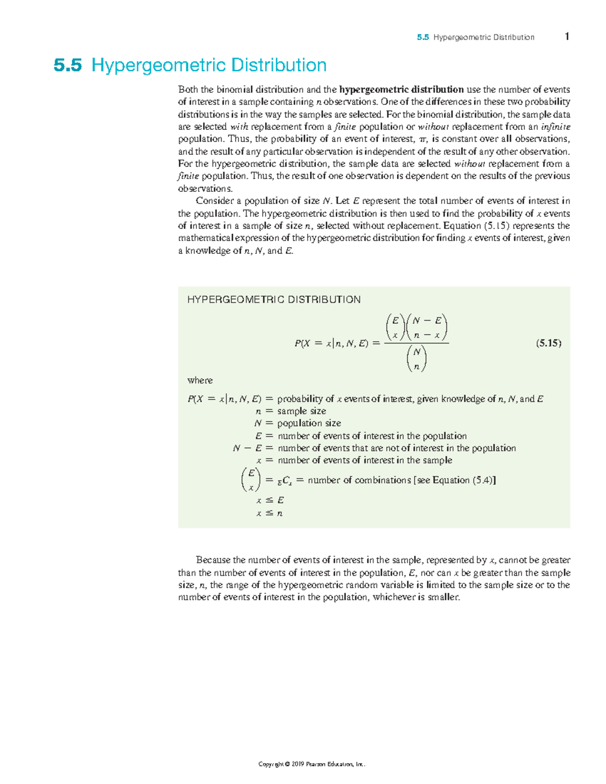 Week 4 TextBook - Section 5 - 5 Hypergeometric Distribution 1 5 ...
