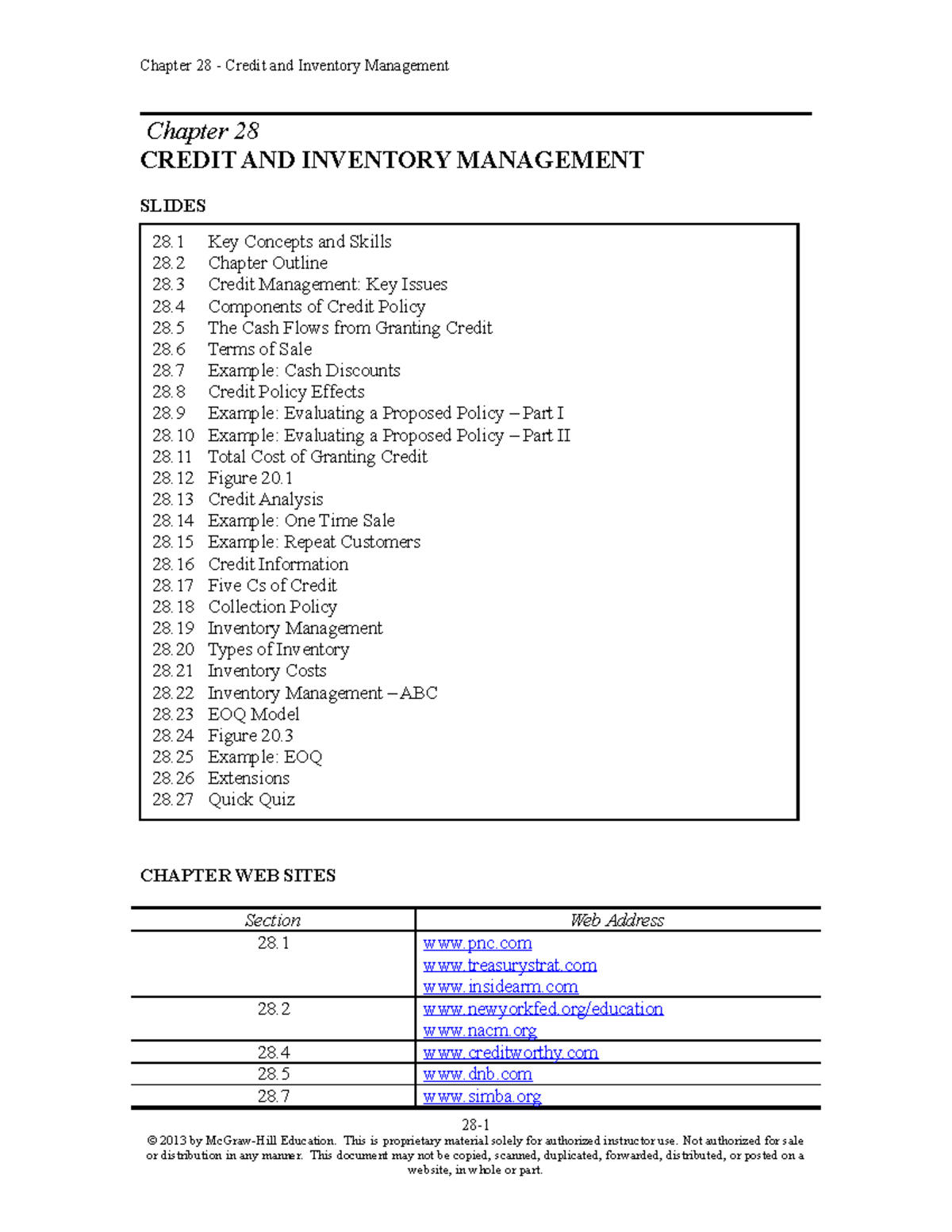 Chap028 - Chapter 28 CREDIT AND INVENTORY MANAGEMENT SLIDES CHAPTER WEB ...