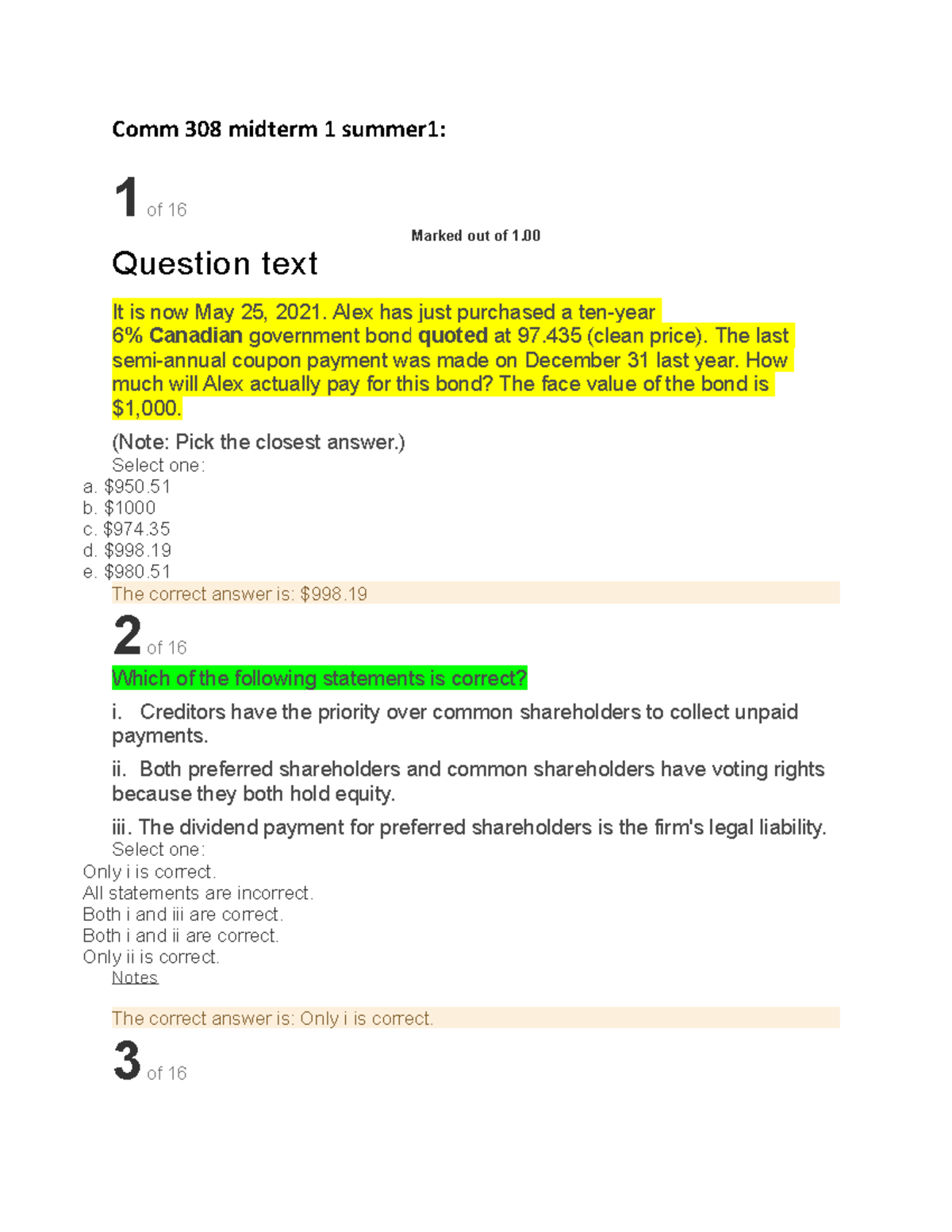 Comm 308 midterm 1 summer 1 - Comm 308 midterm 1 summer1: 1 of 16 ...