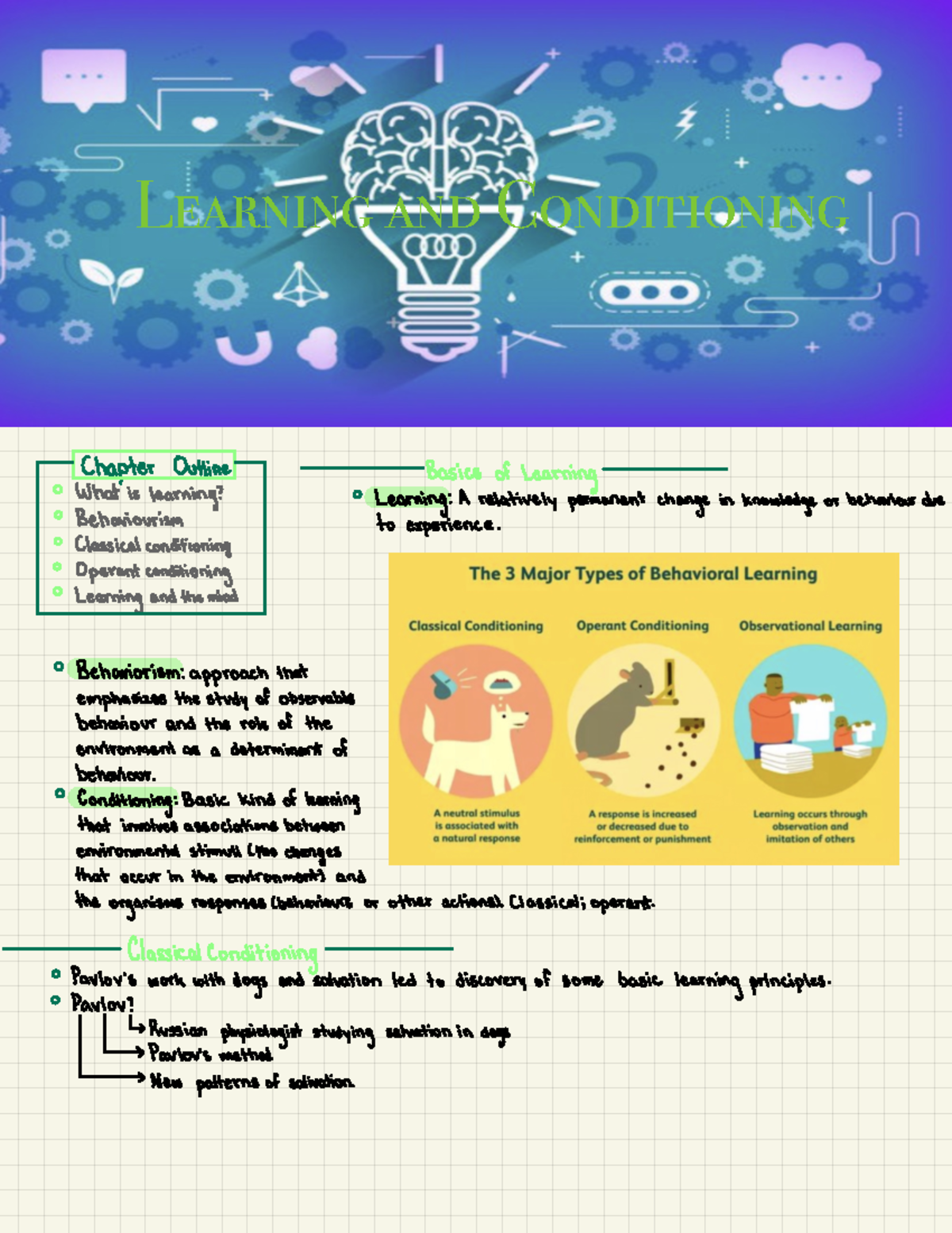 Psychology - Learning and Conditioning - Learning and Conditioning ...
