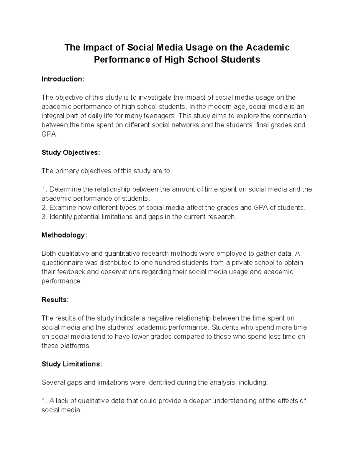 The Impact of Social Media Usage on the Academic Performance of High ...