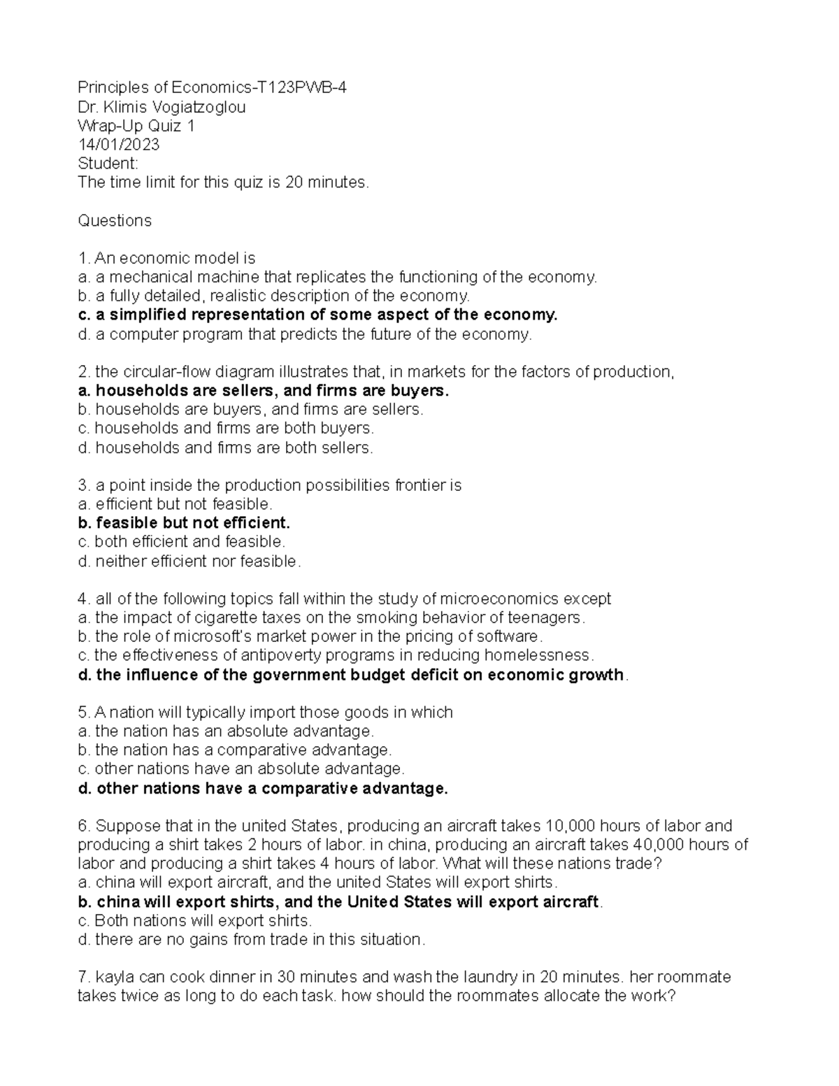PE quiz-Khánh Dung-22003 356 - Principles of Economics-T123PWB- Dr ...