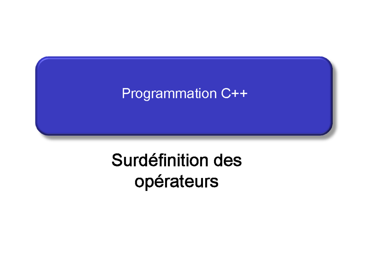 Cours cpp cours 4 Surdéfinition des opérateurs - Programmation C++ Vu Pham Surdéfinition des ...