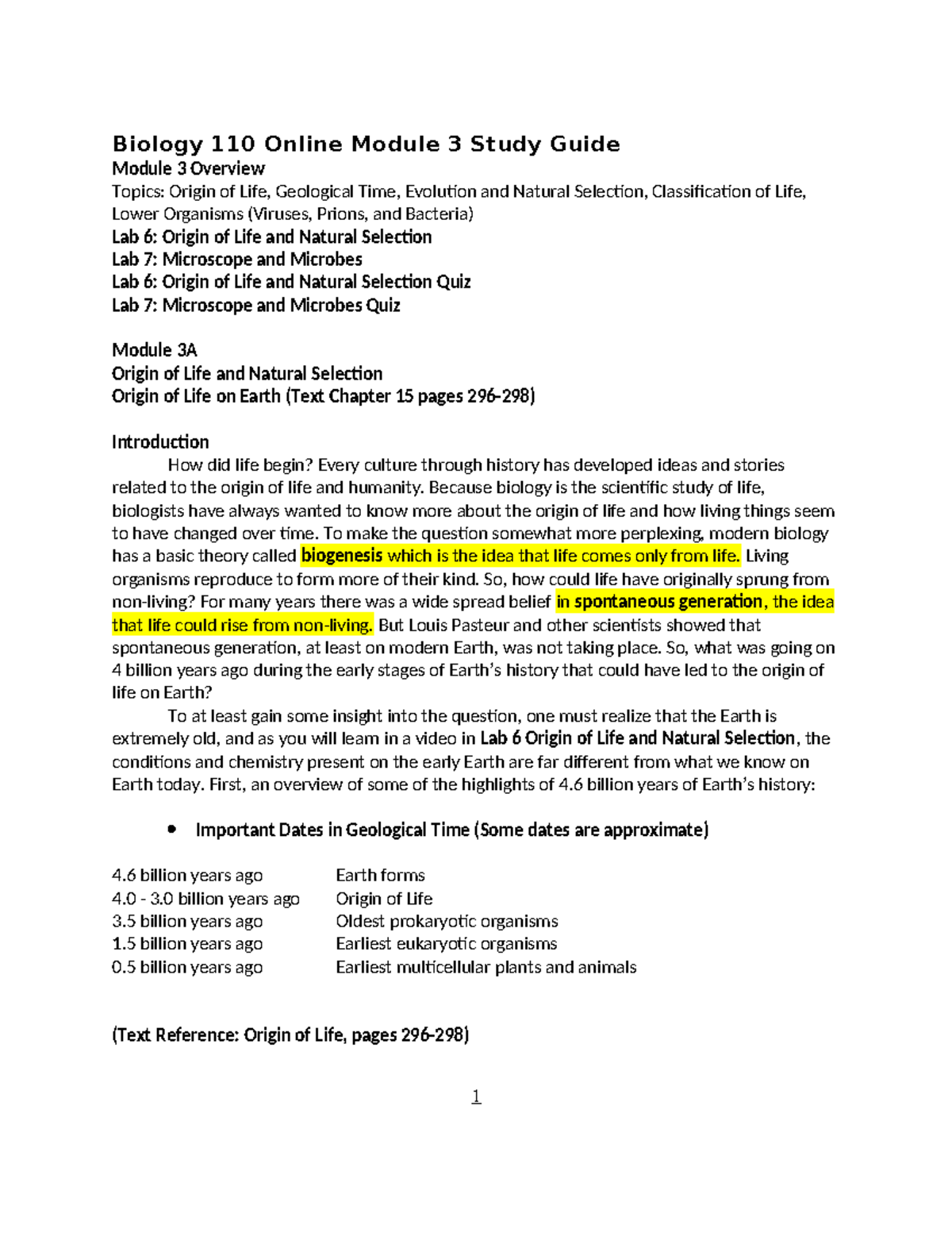 Biology 110 Online Module 3 Study Guide - Biology 110 Online Module 3 Study Guide Module 3 ...