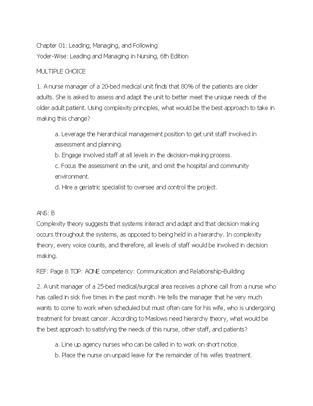 Chapter 1 - questions - NUR 242 - RCC - Studocu