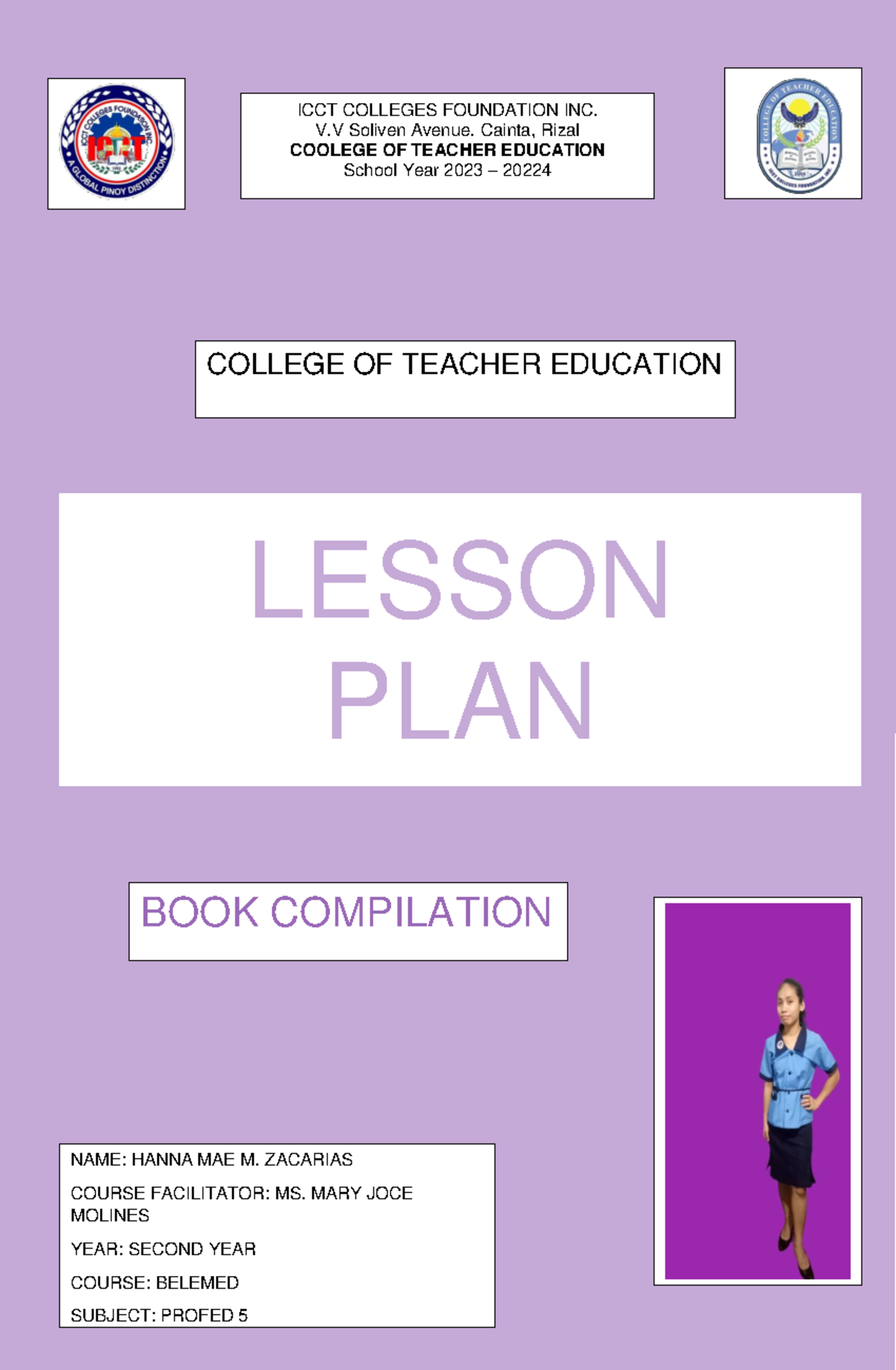 Zacarias, Hanna MAE M - hjhgf - LESSON PLAN ICCT COLLEGES FOUNDATION ...