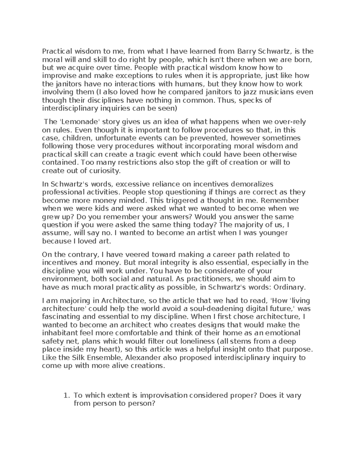 M3 Practical wisdom - AOK discussion based assignment - Practical ...