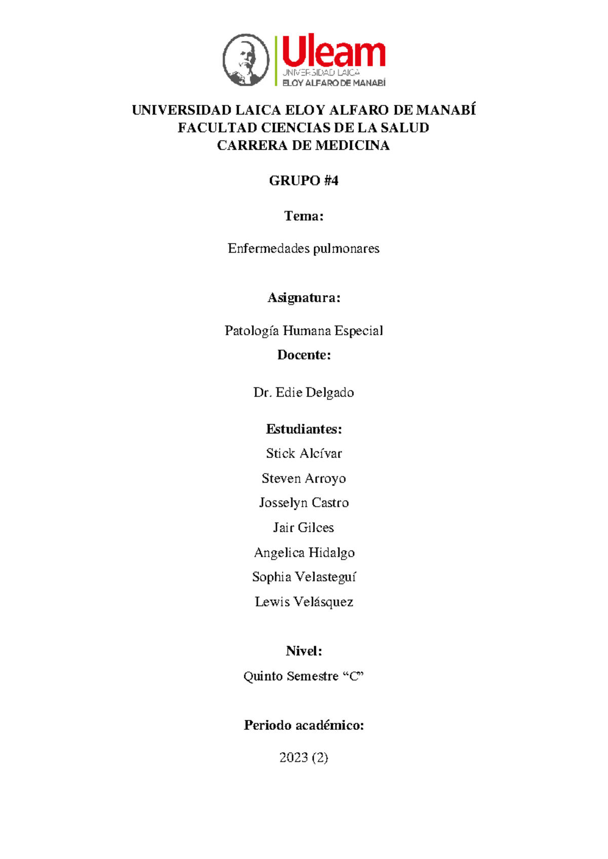 Informe EXPO PatologíA - Patologia Humana Basica - ULEAM - Studocu