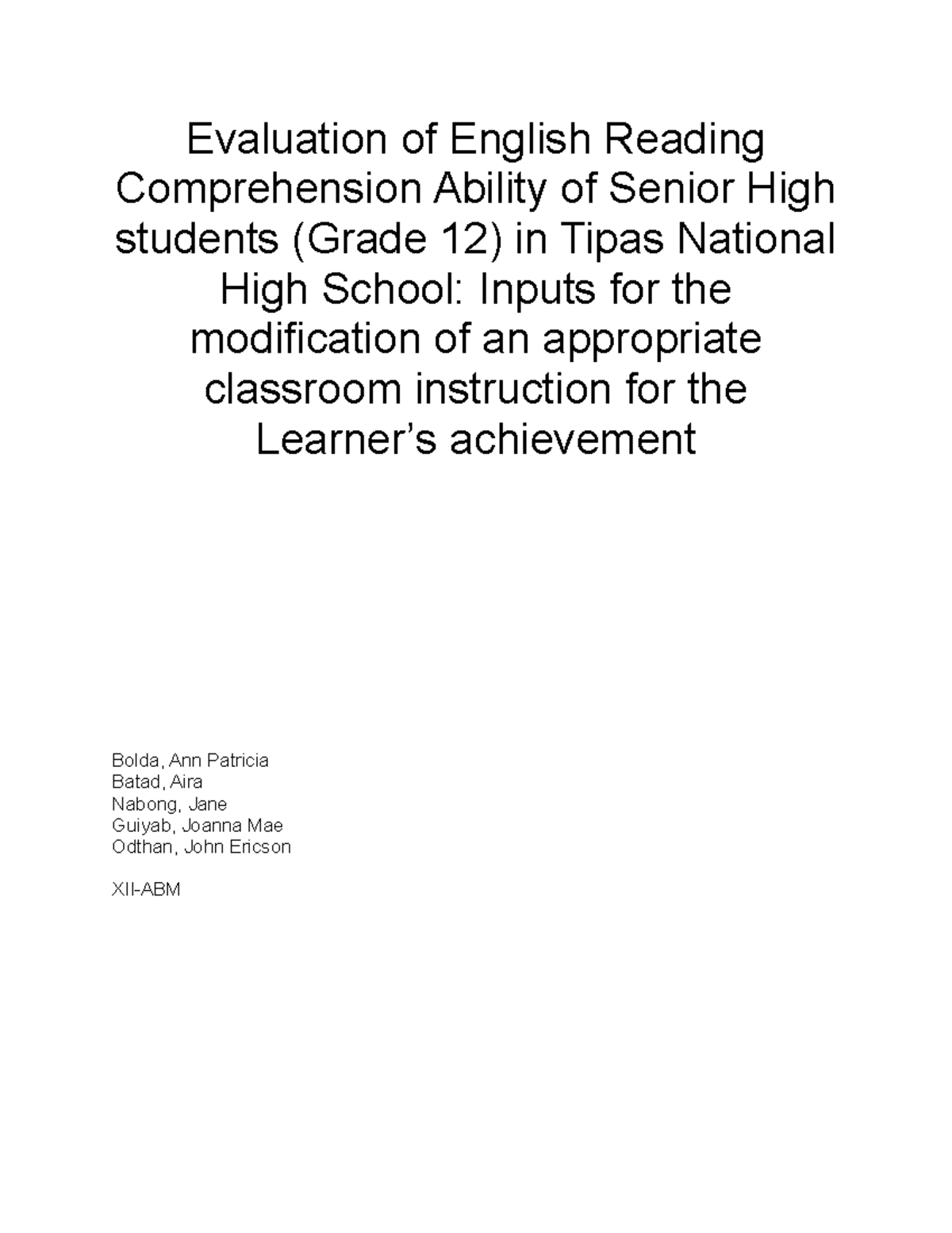 Evaluation of English Reading Comprehens - Evaluation of English ...