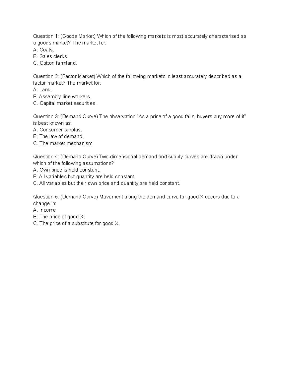 Econ Assignment 1 - Economics - Question 1: (Goods Market) Which of the ...