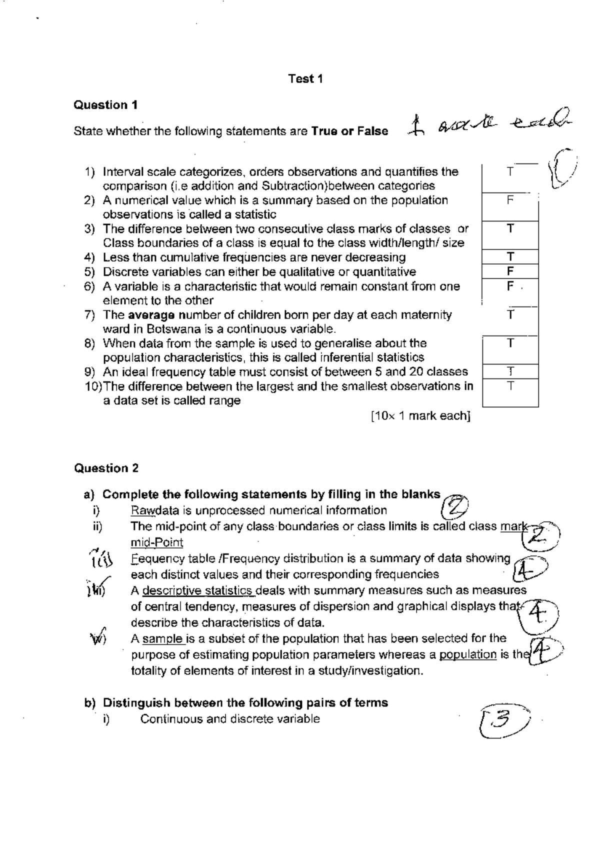 STA111 Test 1 Solution - None - Introduction To Statistics - Studocu