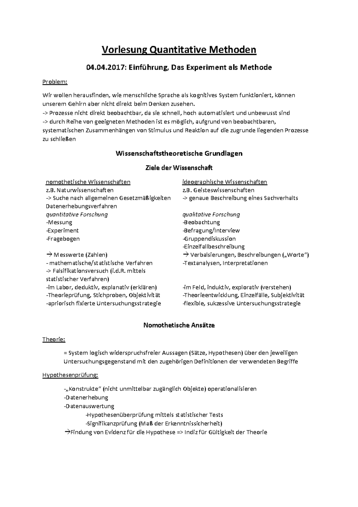 Quantitative Methoden - 04: Einführung, Das Experiment als Methode ...