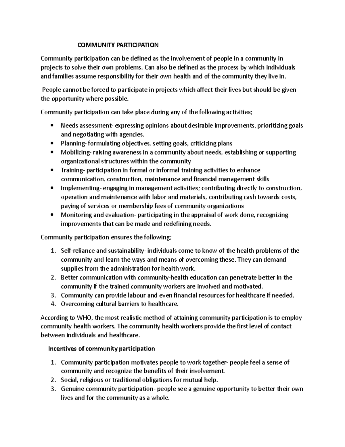 Community Participation - COMMUNITY PARTICIPATION Community ...