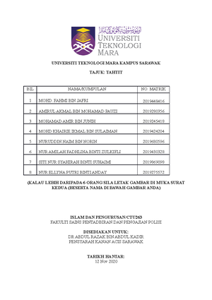 Kertas kerja-CTU263 - ctu263 group assignment example contoh from uitm ...