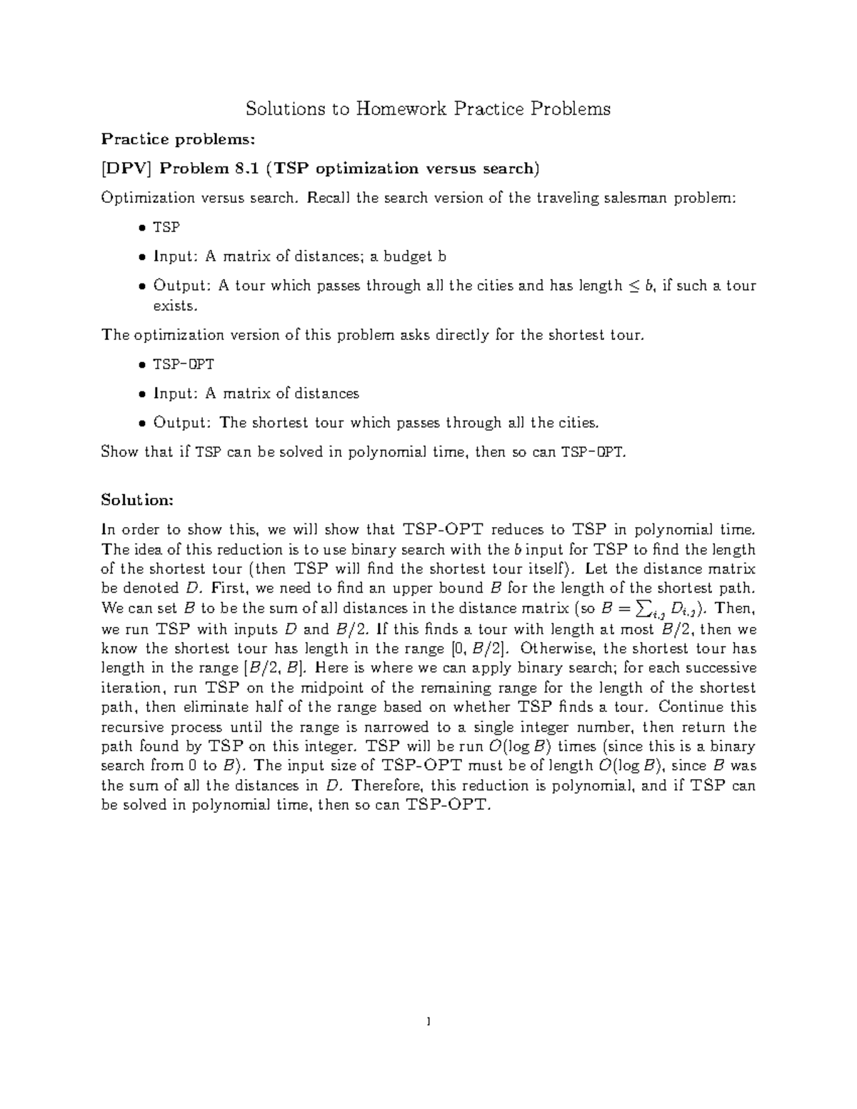 HW7 practice solutions v1 - Solutions to Homework Practice Problems Practice problems: [DPV ...