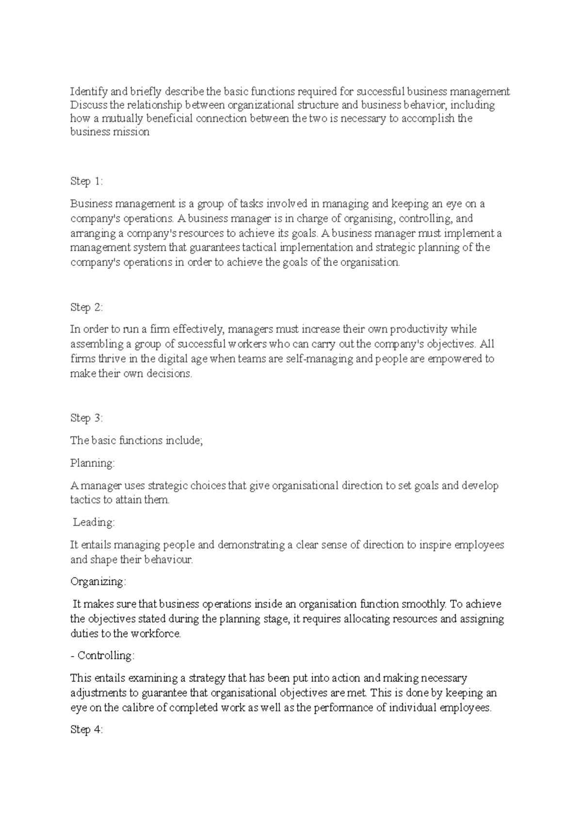 Discuss the relationship between organizational structure and business ...