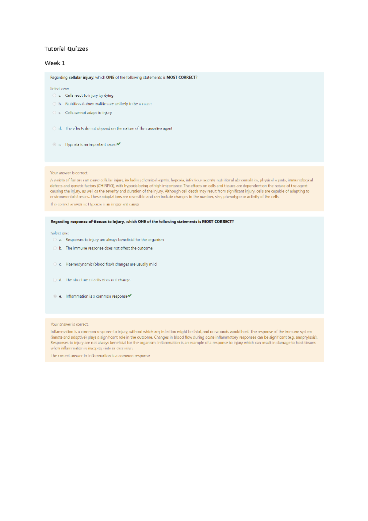 Tutorial Quizzes - PATH2201 - Tutorial Quizzes Week 1 - Studocu