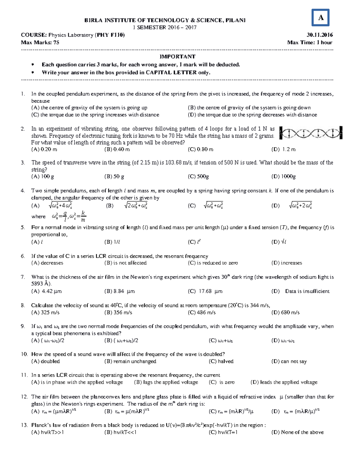 Comprehensive (2016-17) - BIRLA INSTITUTE OF TECHNOLOGY & SCIENCE ...