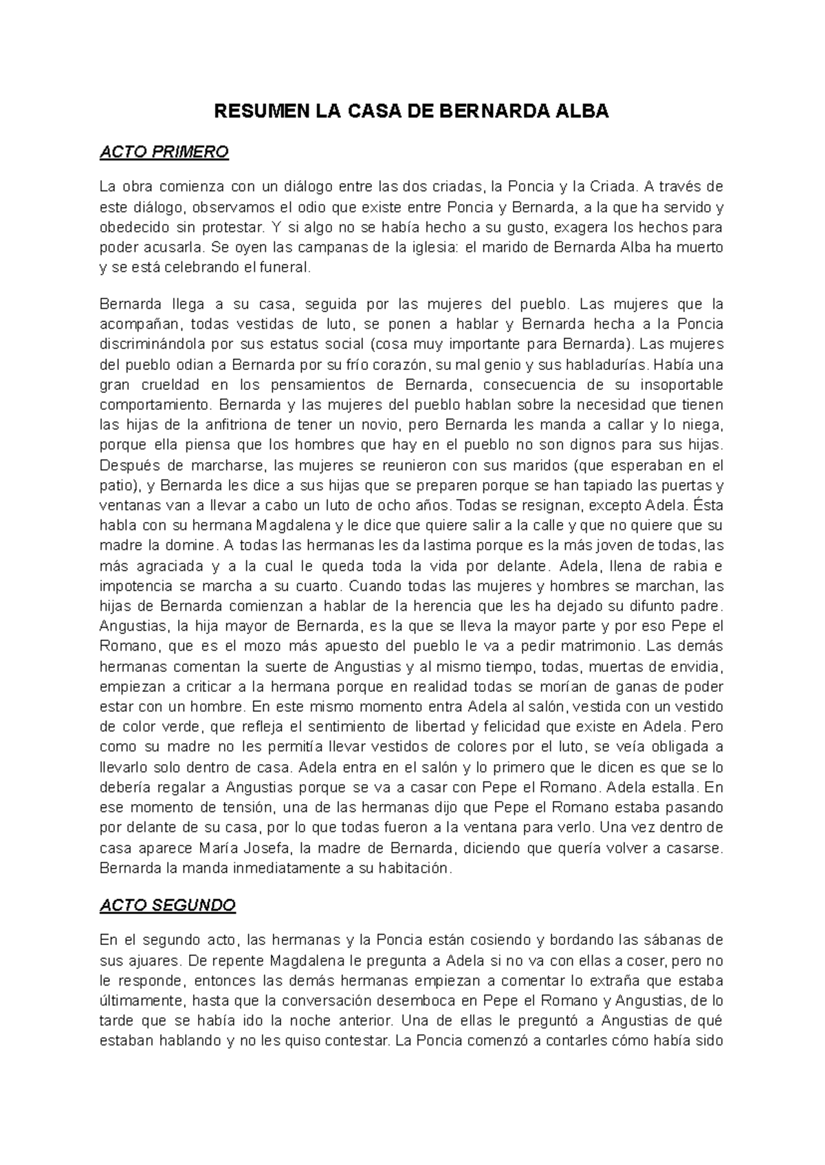 Resumen LA CASA DE Bernarda ALBA - RESUMEN LA CASA DE BERNARDA ALBA ...