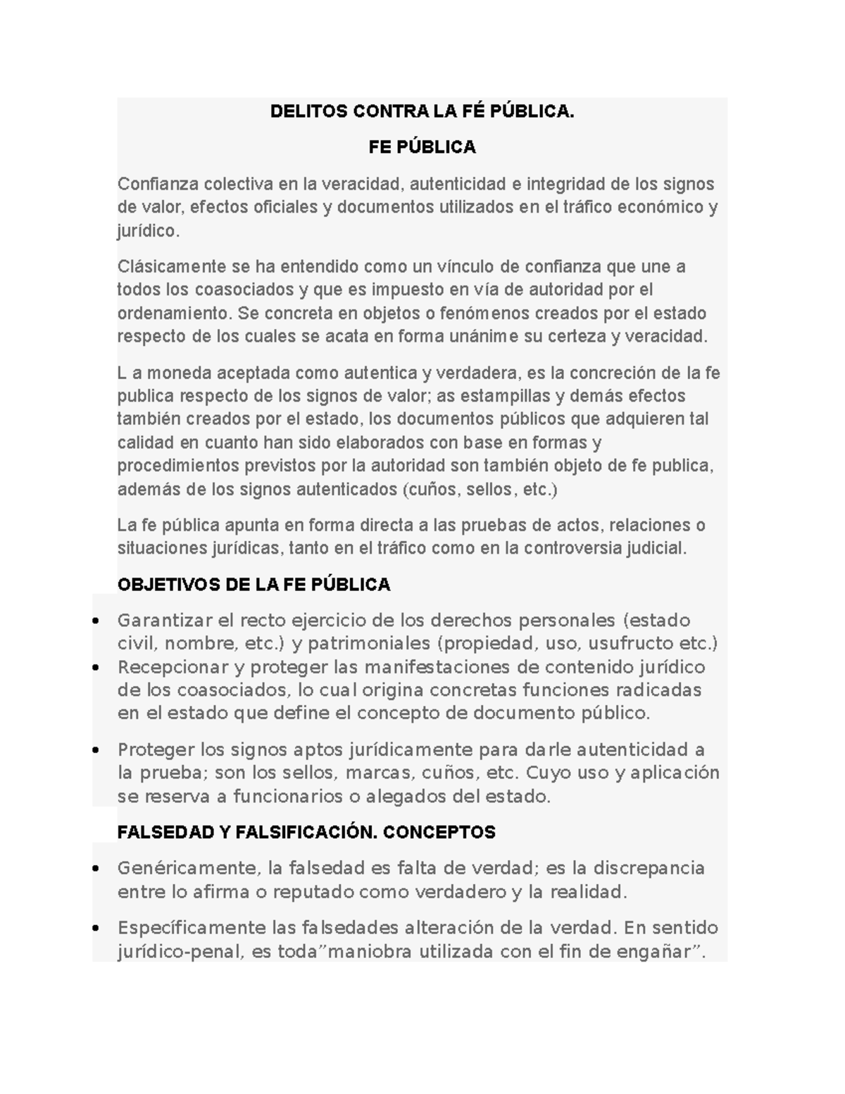 Delitos Contra LA FE Publica - DELITOS CONTRA LA FÉ PÚBLICA. FE PÚBLICA Confianza colectiva en ...
