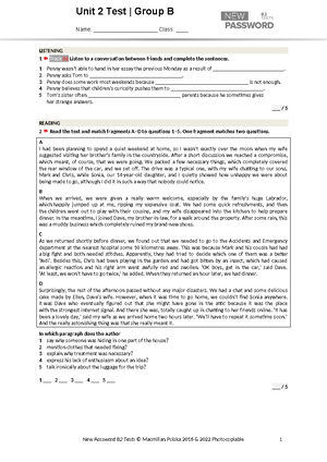 New Password B2 UT 3A - testy - Unit 3 Test | Group A Name ...