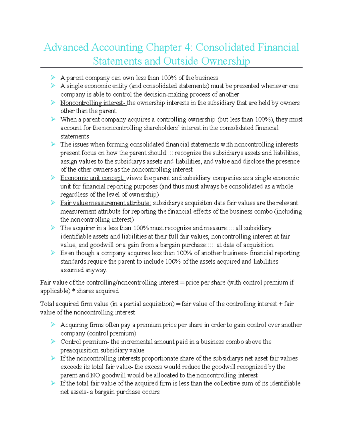 Chapter 4 consolidated financial statements - Advanced Accounting ...