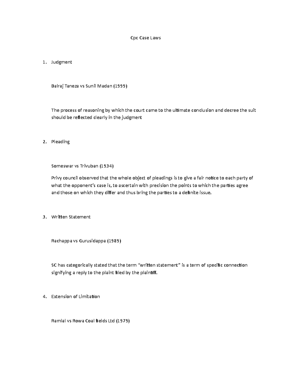 Cpc Case Laws - LLB Semester 4 SUCL - Studocu