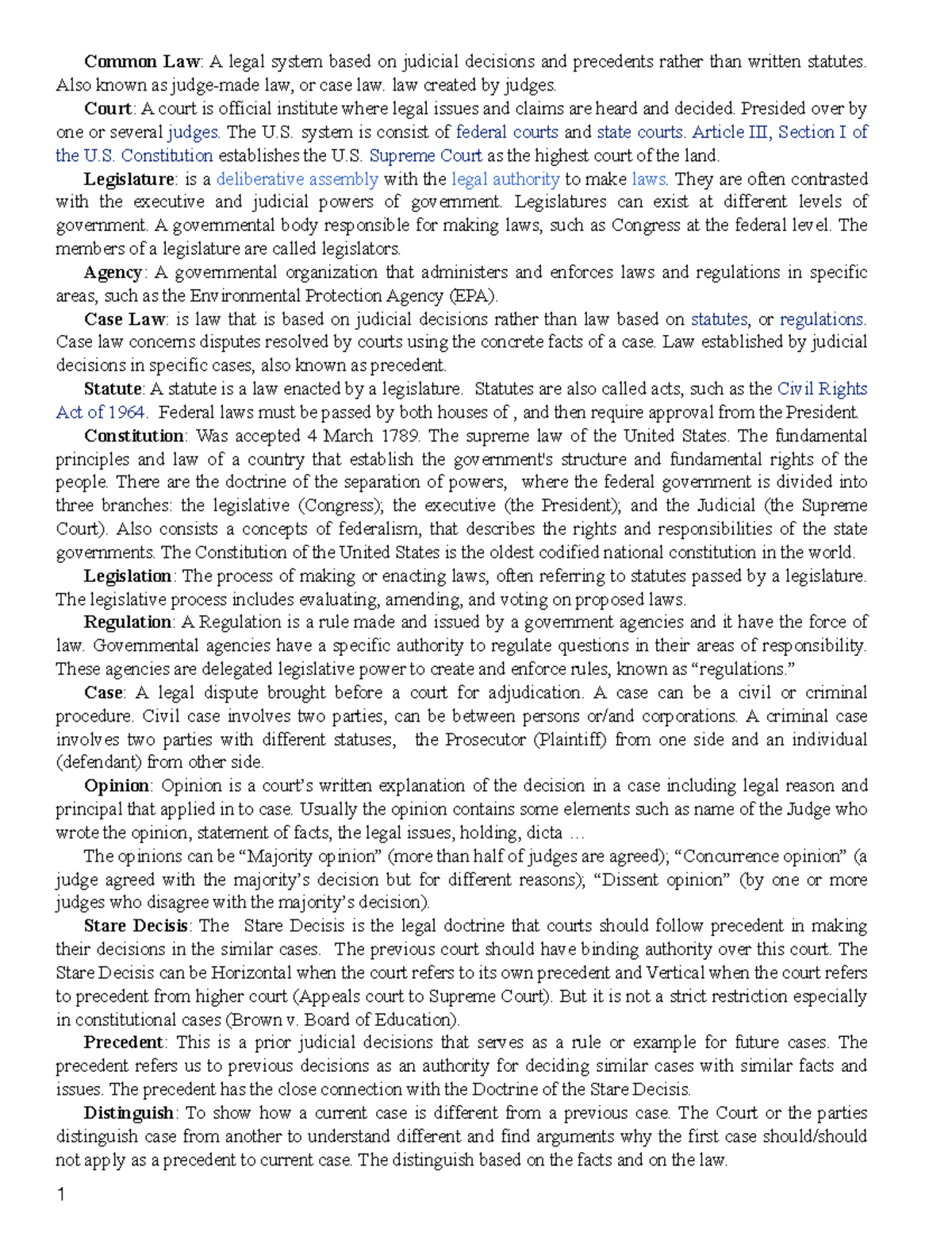 Definitions - Common Law: A legal system based on judicial decisions ...