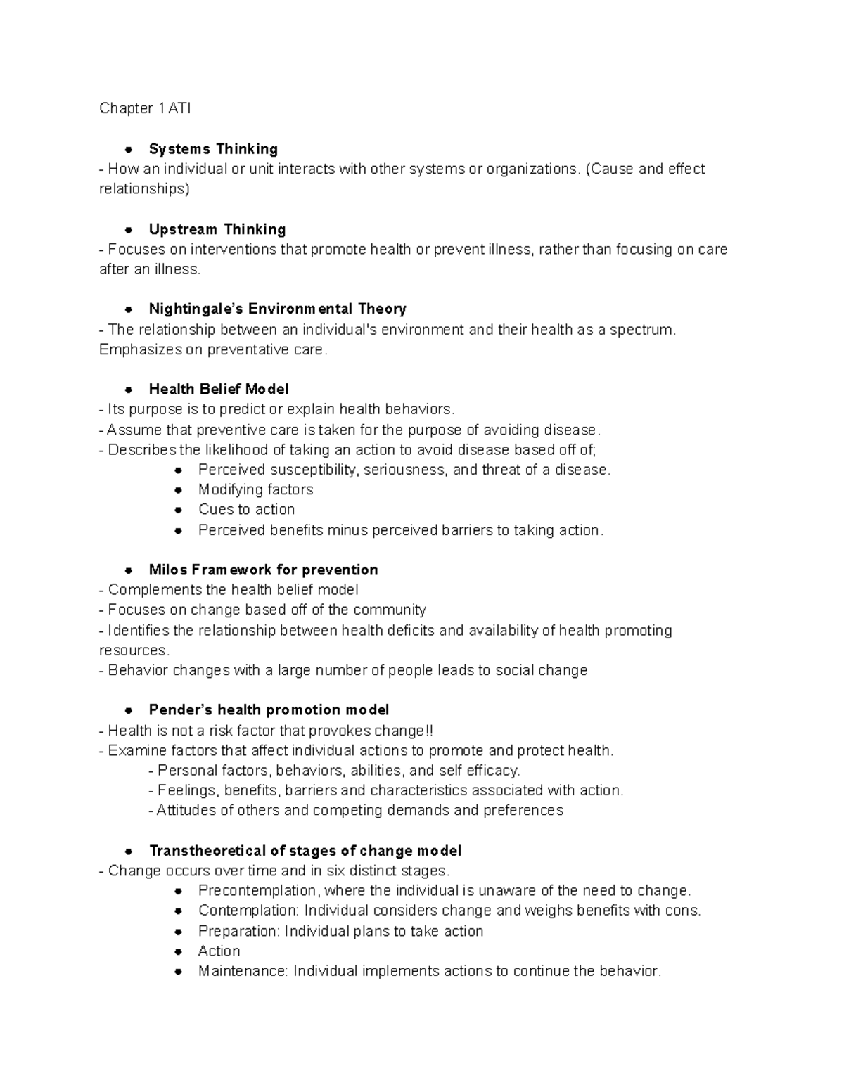 Chapter 1 and 4 - NOTES FOR LECTURE - Chapter 1 ATI Systems Thinking ...