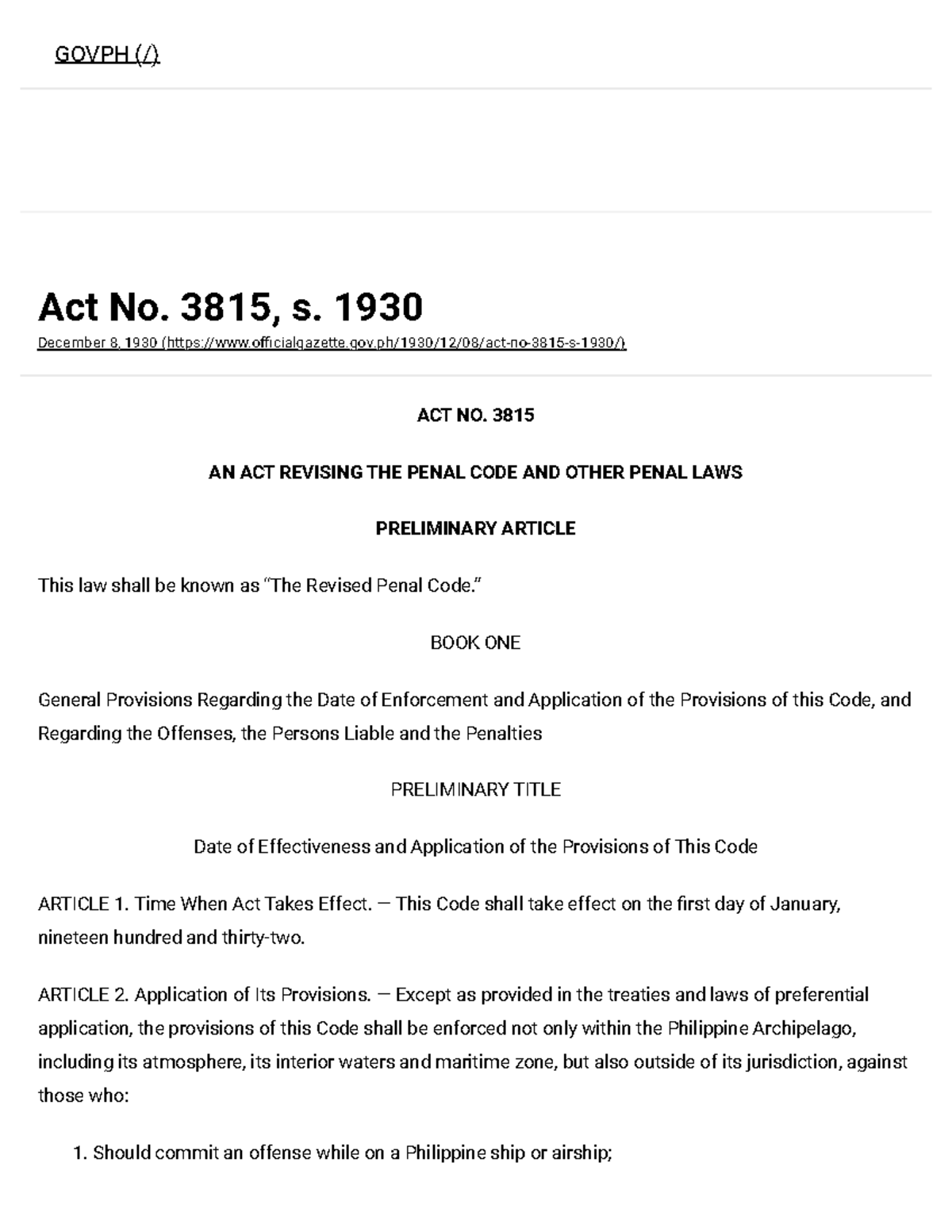 Act No. 3815, s. 1930 Official Gazette of the Republic of the ...
