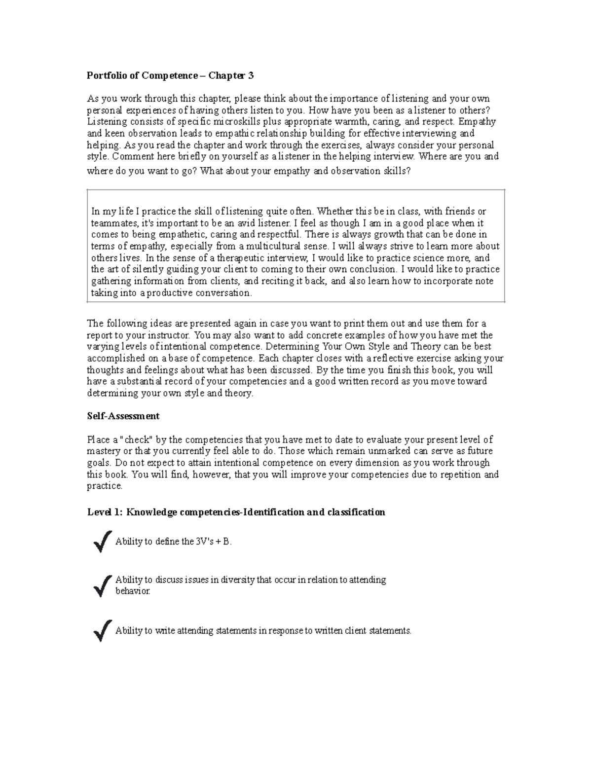 Reflection 3 - 23 - Portfolio of Competence – Chapter 3 As you work ...
