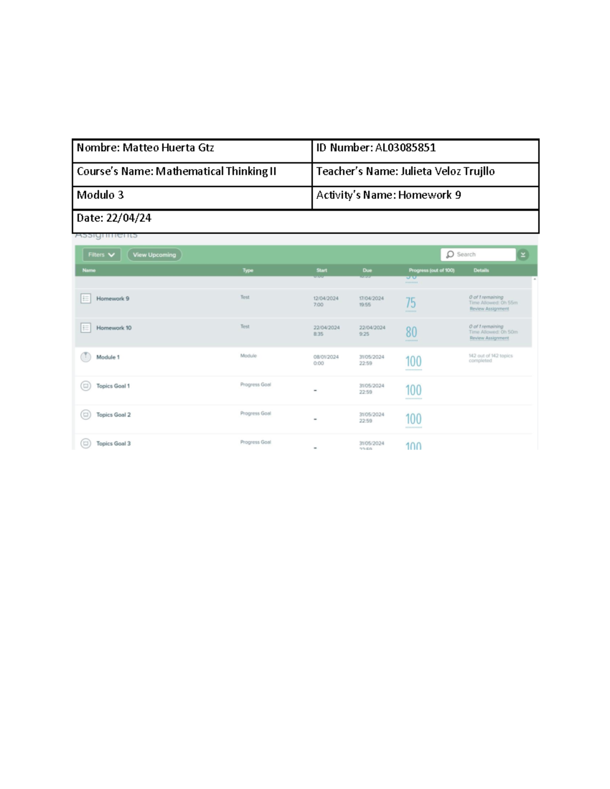Homework 9 - aerreg - Math II: mathematical thinking - Nombre: Matteo ...