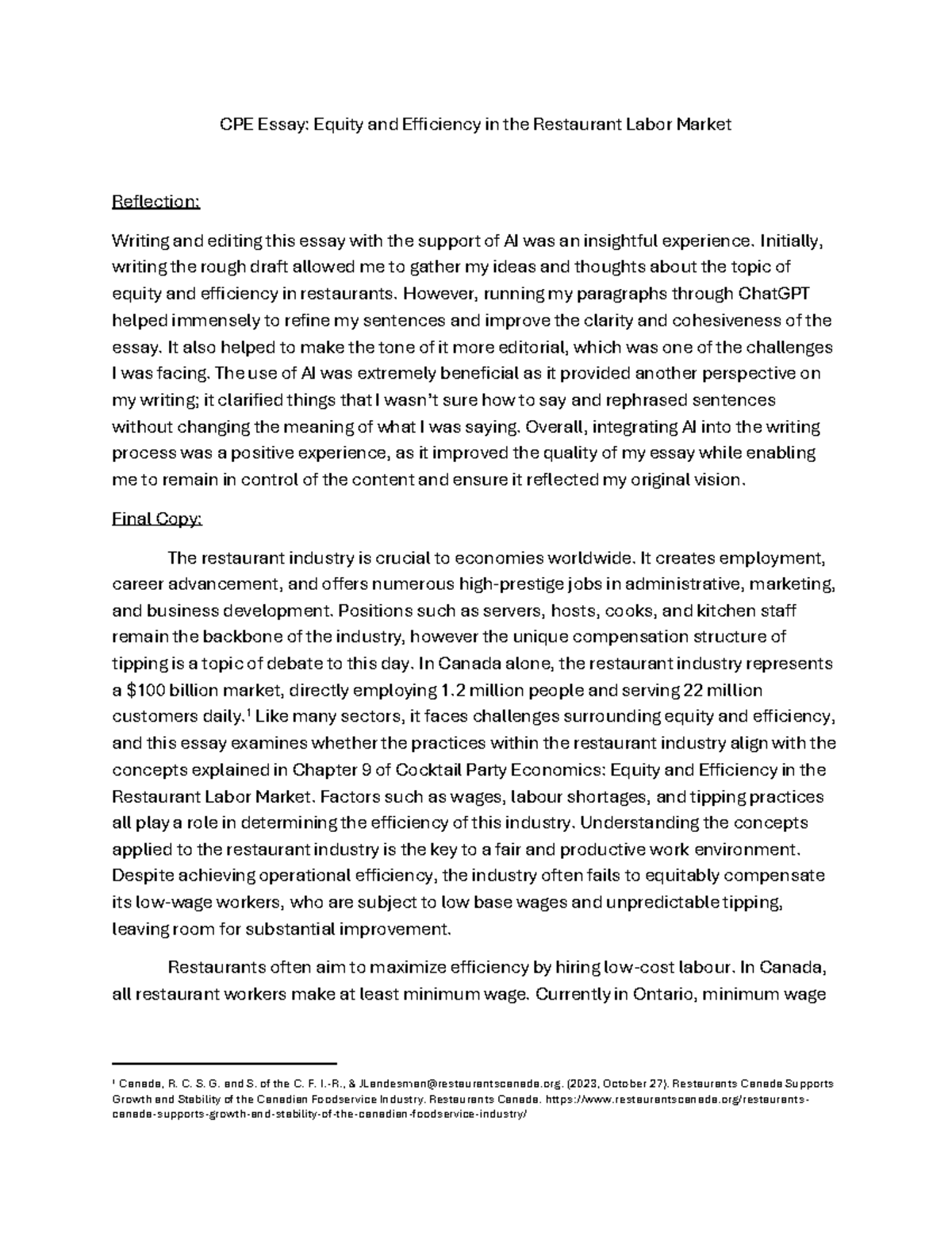 CPE Essay - Initially, writing the rough draft allowed me to gather my ...