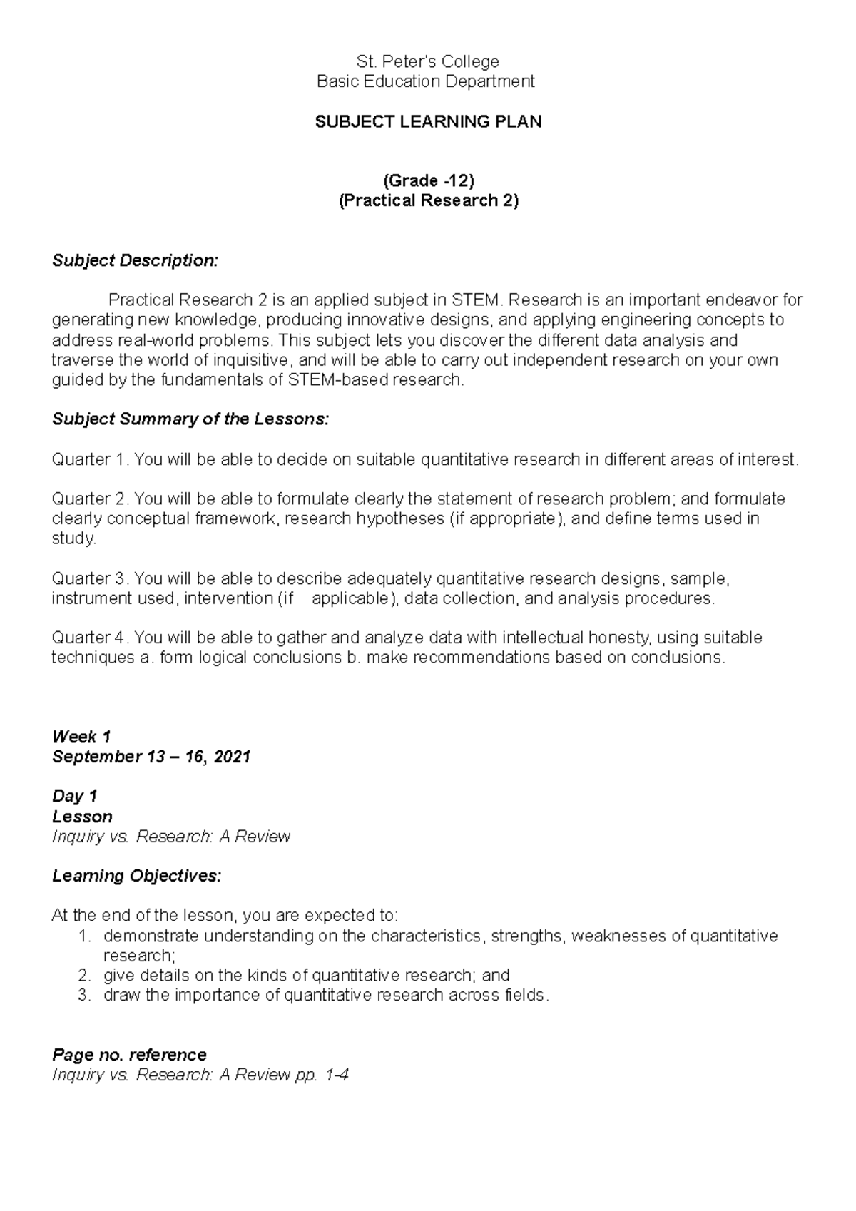 Research 2 SLP - For Teacher and Student guides - St. Peter’s College ...