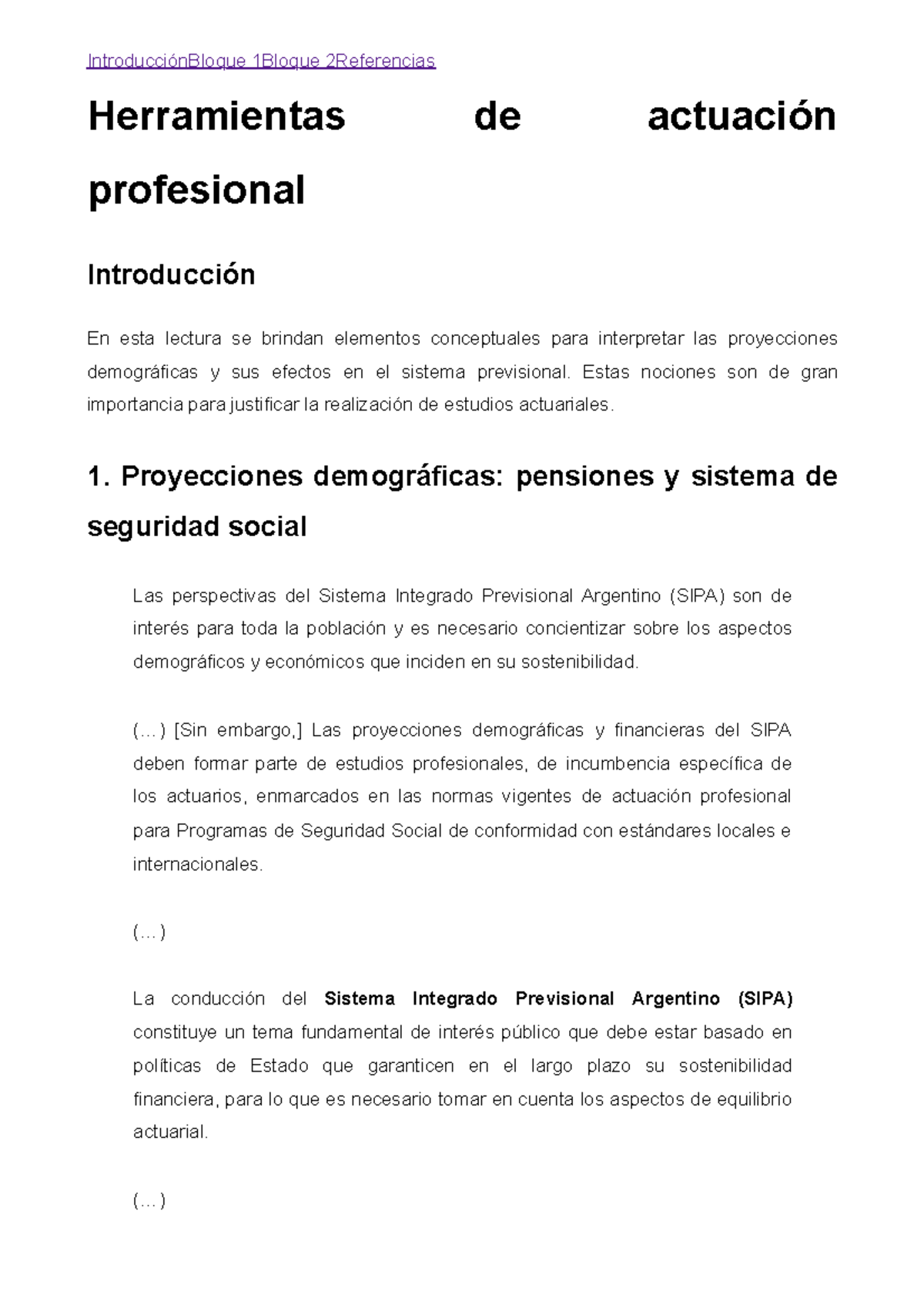 Actuario - Modulo 2 Completo - IntroducciónBloque 1Bloque 2Referencias ...