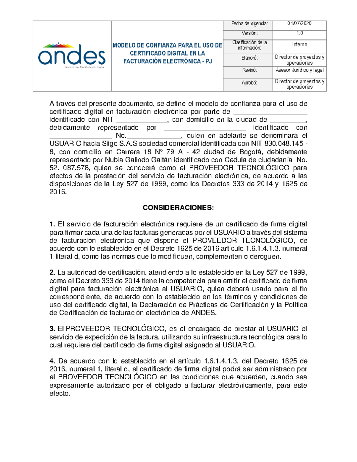Modelo de Confianza Factura Electrónica - MODELO DE CONFIANZA PARA EL ...