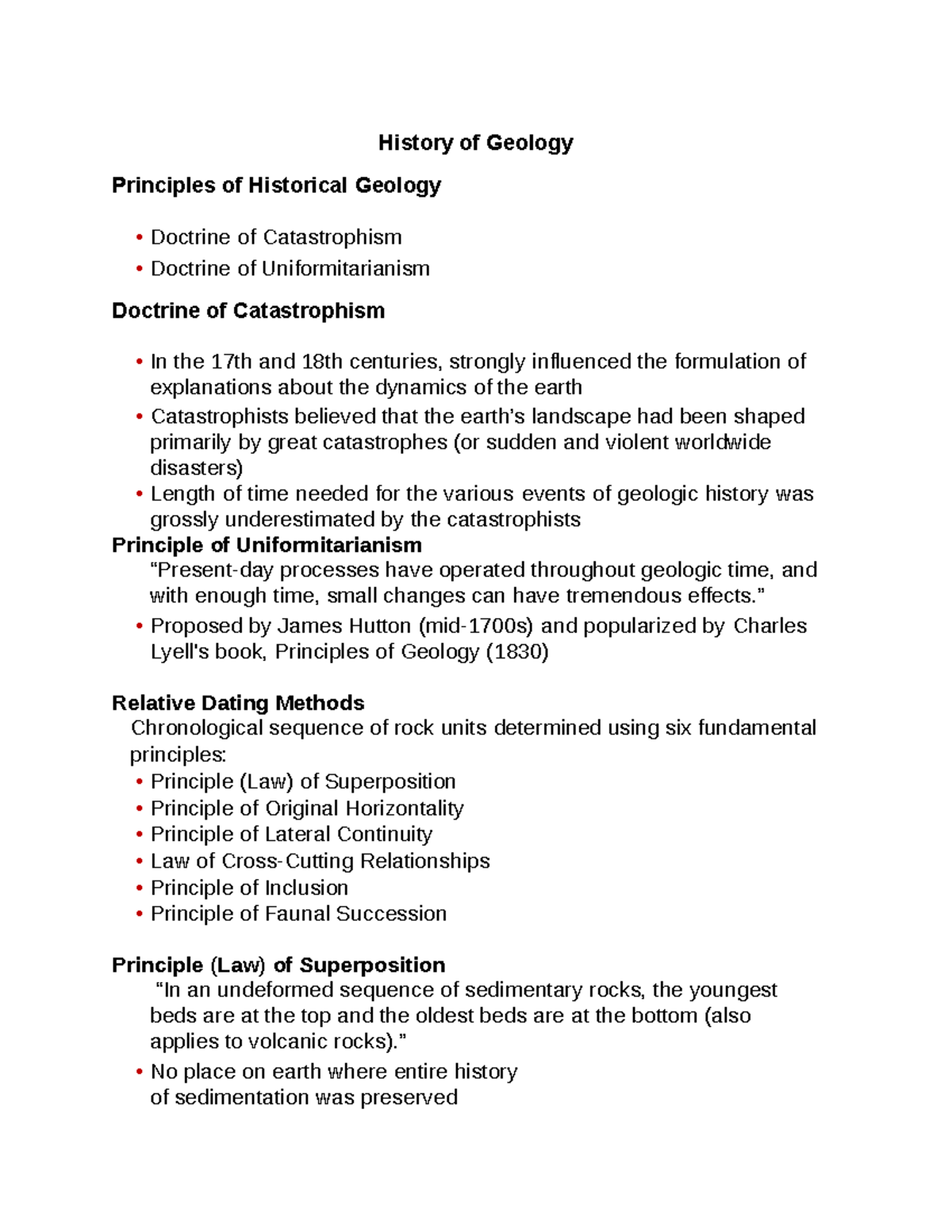 Principles OF Historical Geology Summary - History of Geology ...