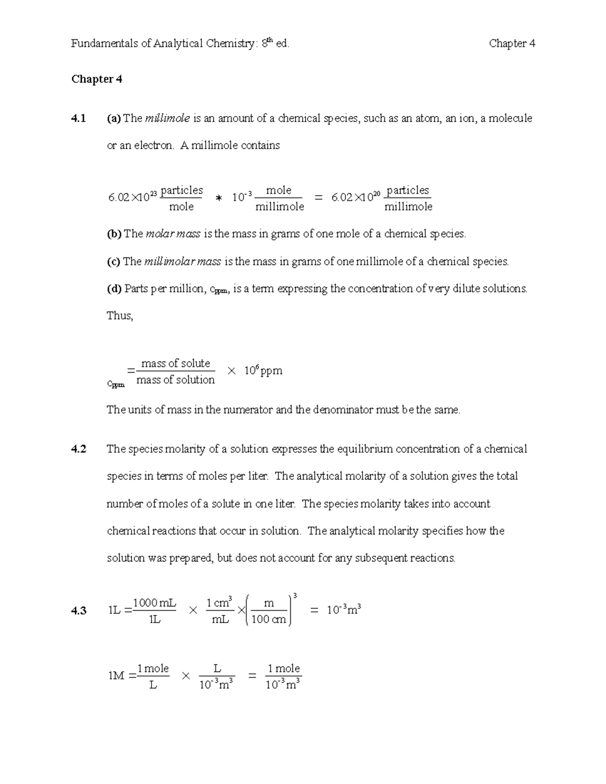 0030355230 16922 Chapter 4 Chapter 4 4 a The Millimole Is An Amount