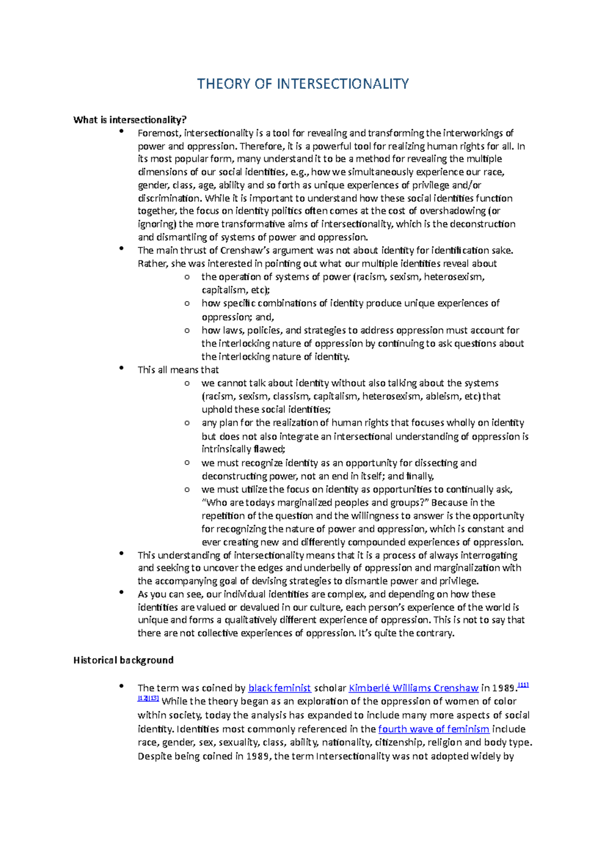 Intersectionality - Therefore, it is a powerful tool for realizing ...