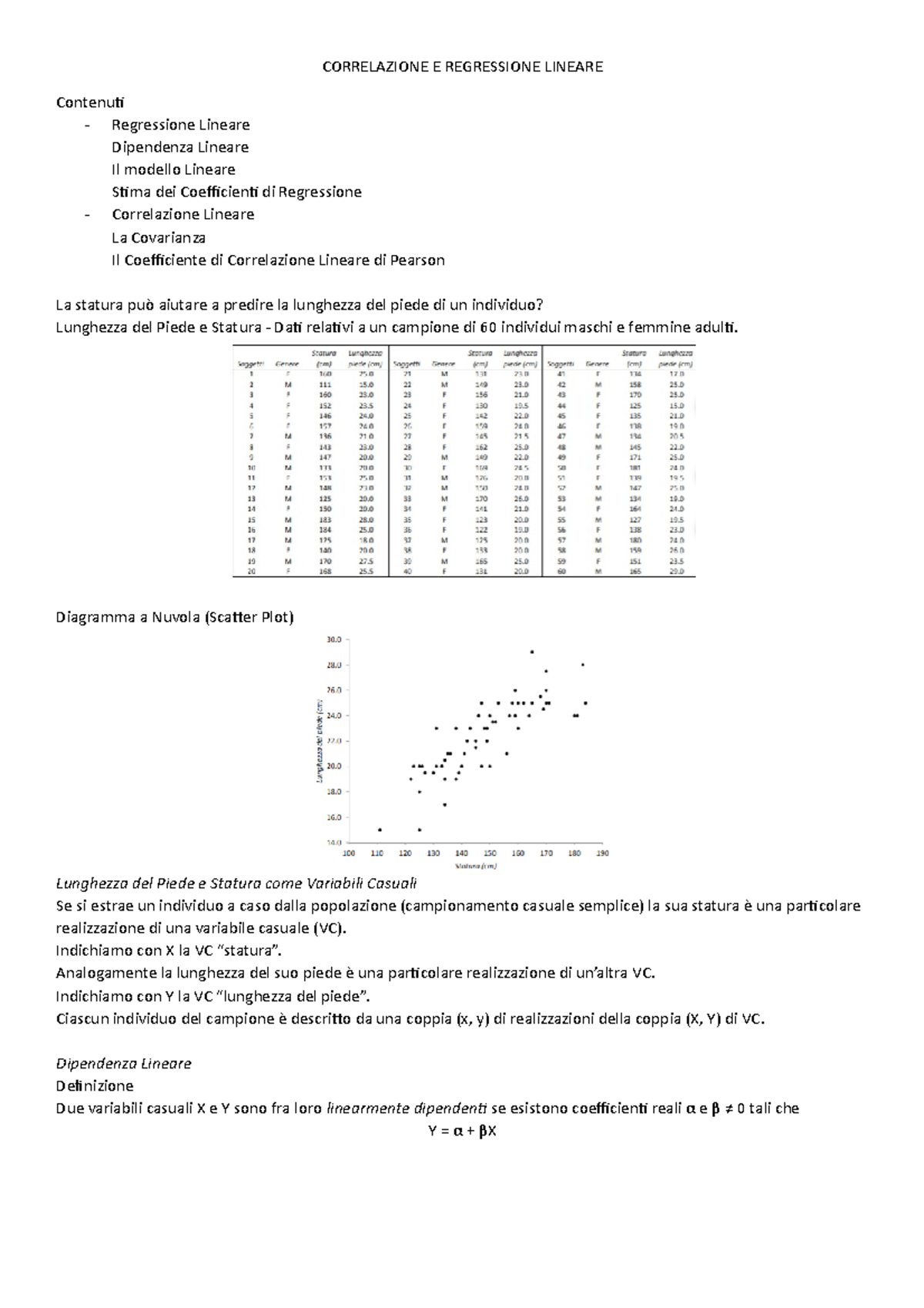 Correlazione e Regressione Lineare - CORRELAZIONE E REGRESSIONE LINEARE ...