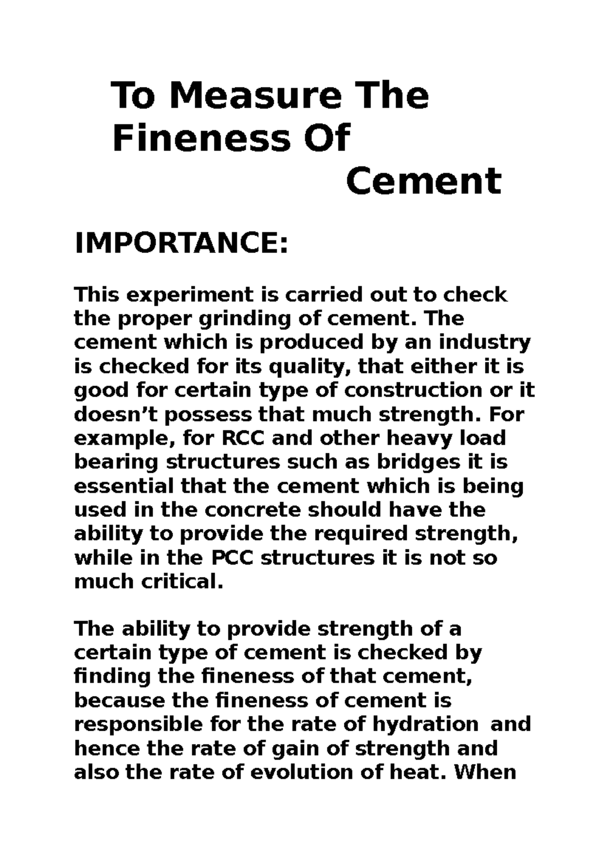 Material assignmnt - Xbbxmxn - To Measure The Fineness Of Cement ...