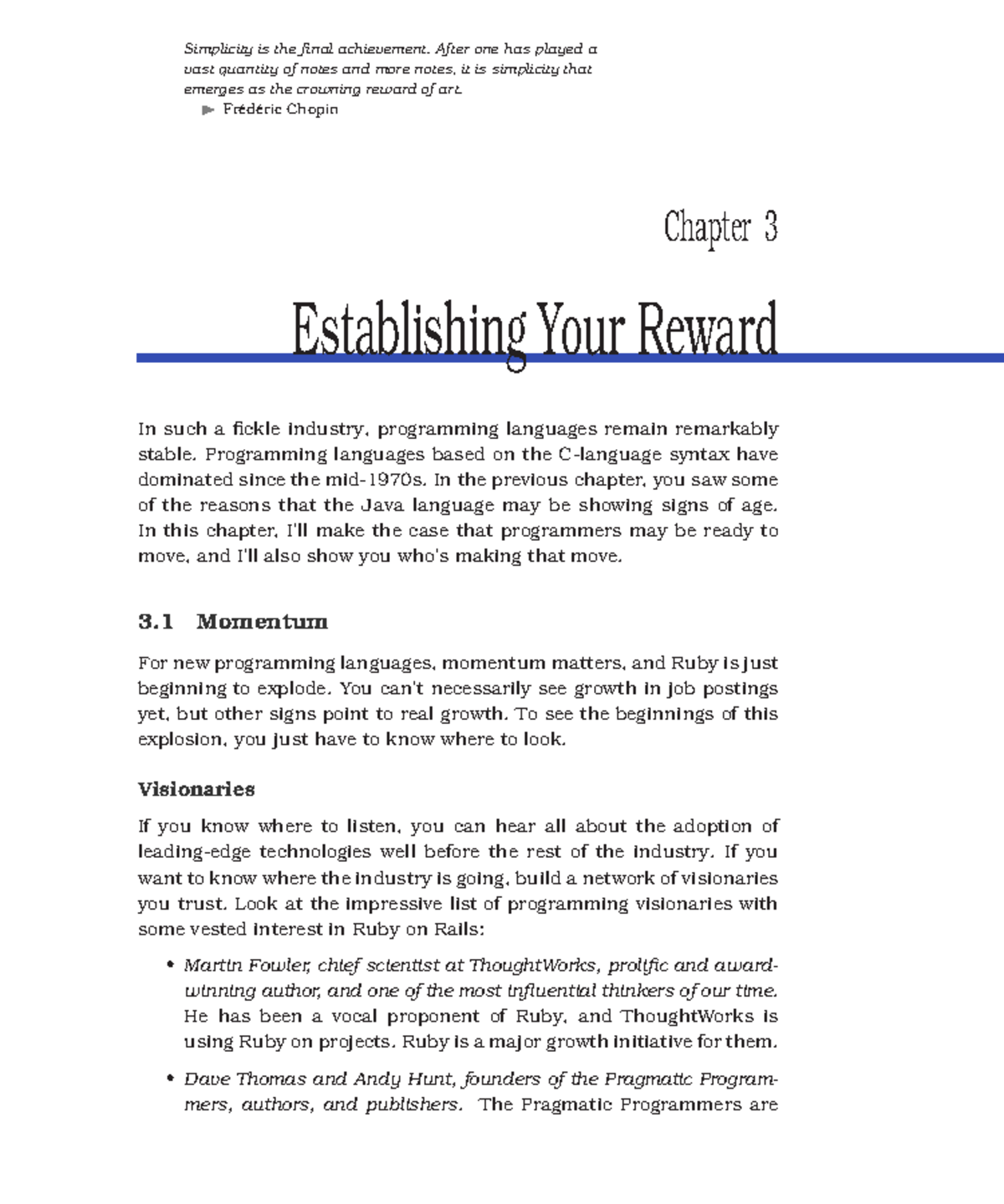 Chapter 3 - Establishing your Reward - Simplicity is the final ...