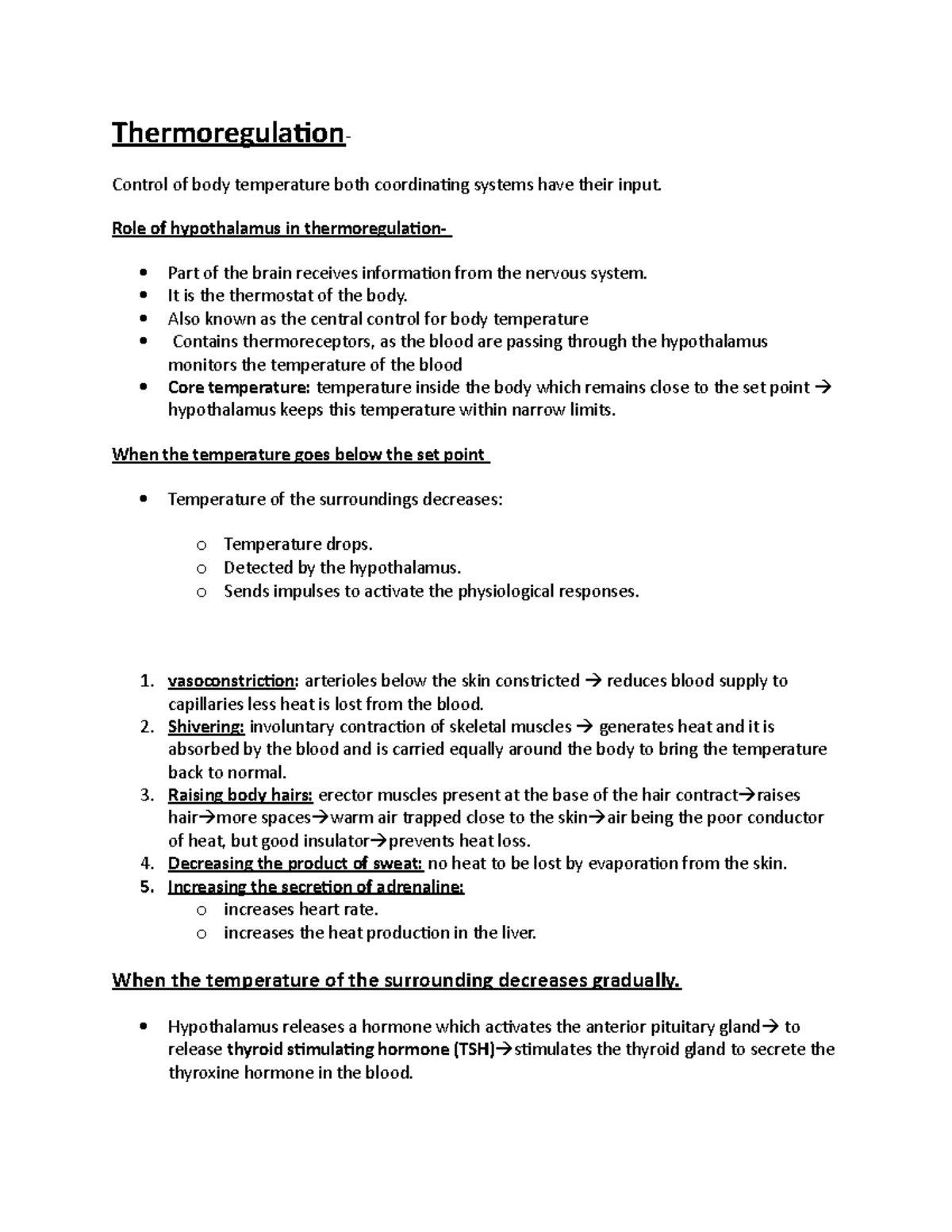 Thermoregulation - Thermoregulation- Control of body temperature both ...