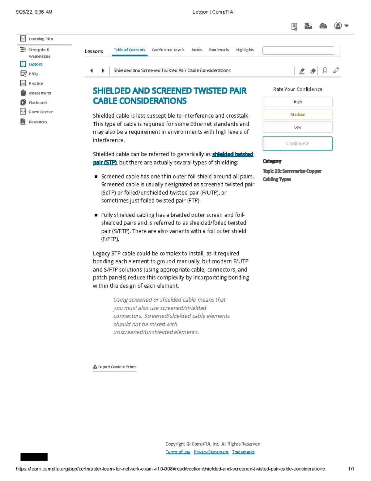 Lesson 2-10 - CompTia Network+ Ebook Chapter 2 - 9/26/22, 9:36 AM ...